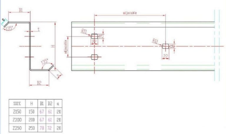 Fast sizes changing Cee & Zee Purlin Combined Forming Machine